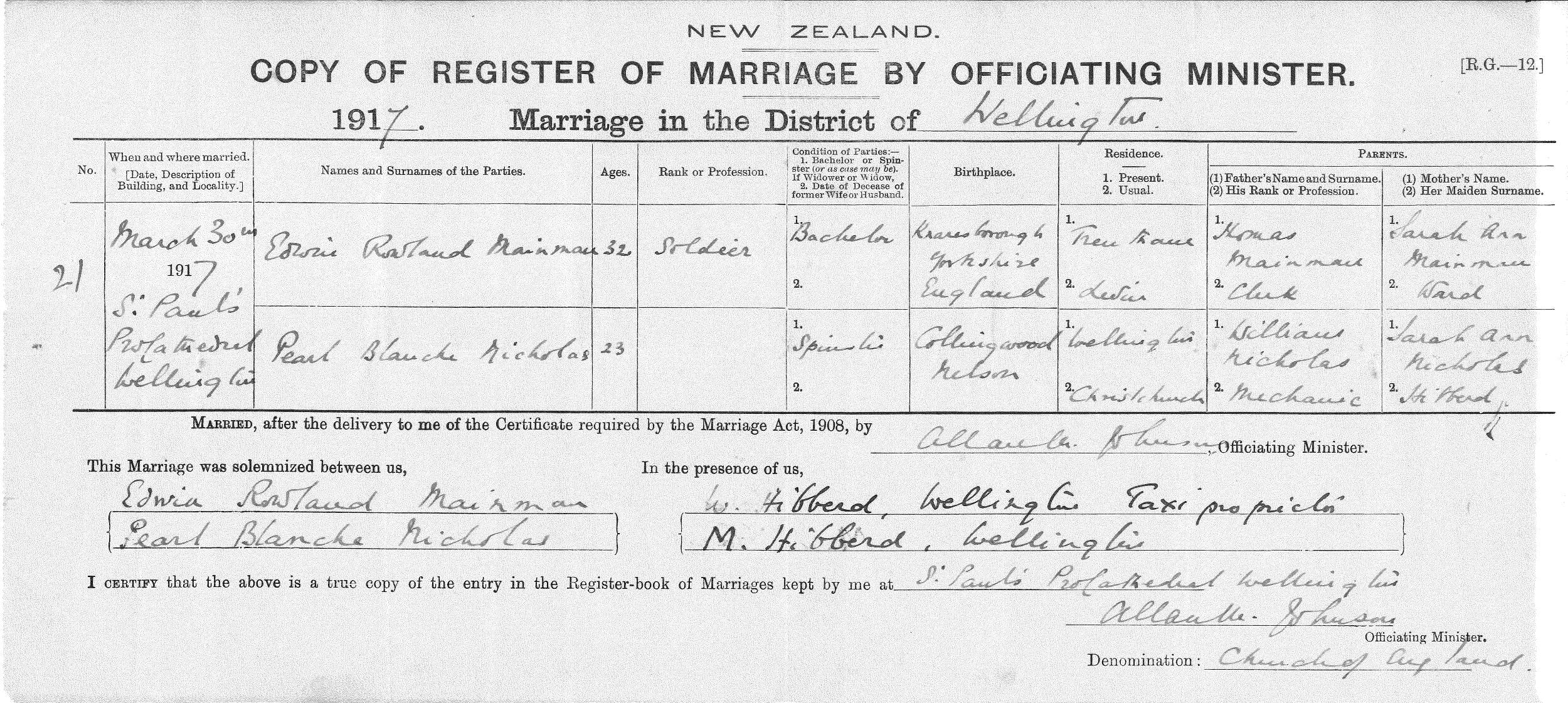 Edwin Rowland Mainman - Online Cenotaph - Auckland War Memorial Museum