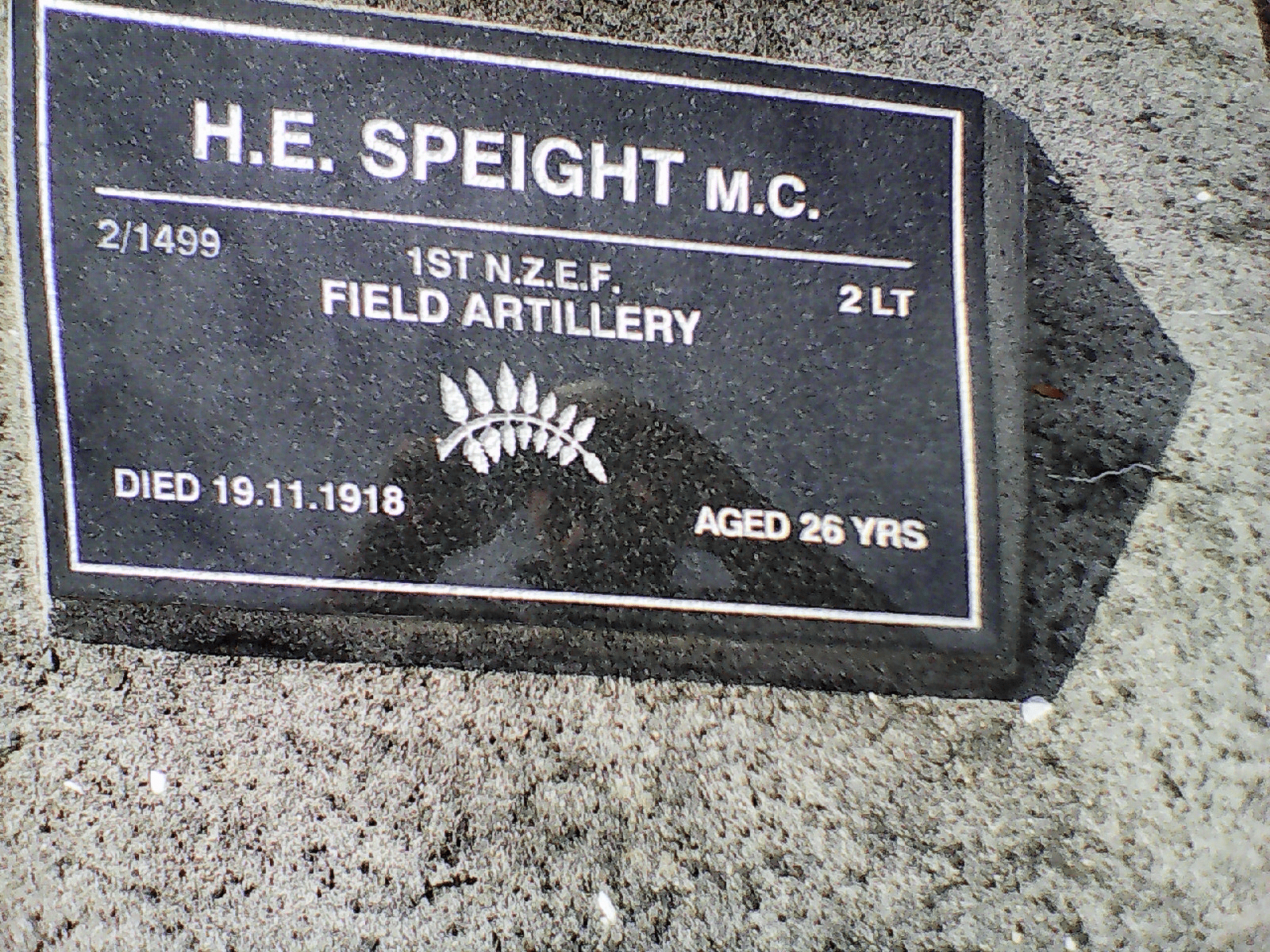 Harold Ellison Speight - Online Cenotaph - Auckland War Memorial Museum