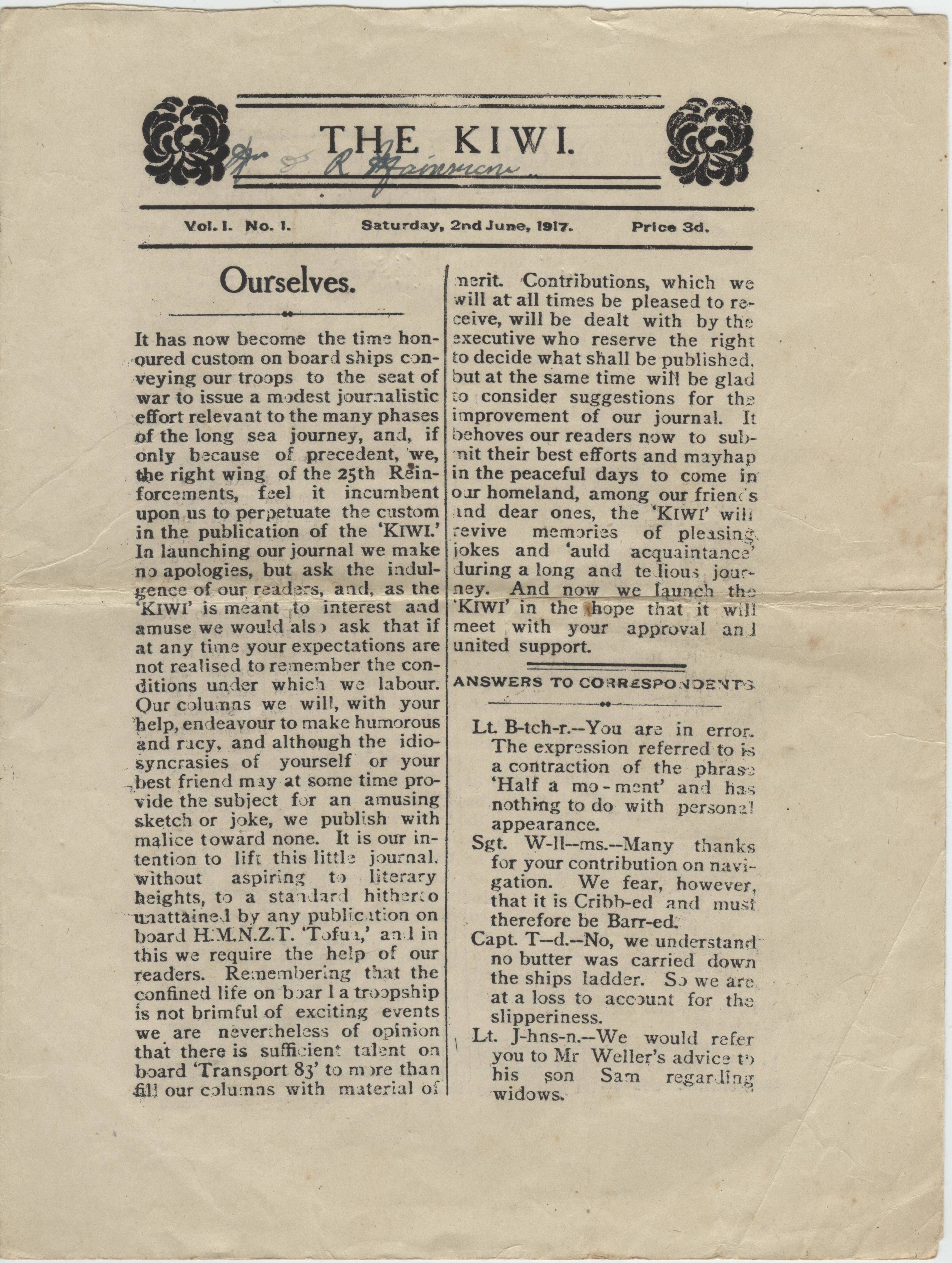 Edwin Rowland Mainman - Online Cenotaph - Auckland War Memorial Museum