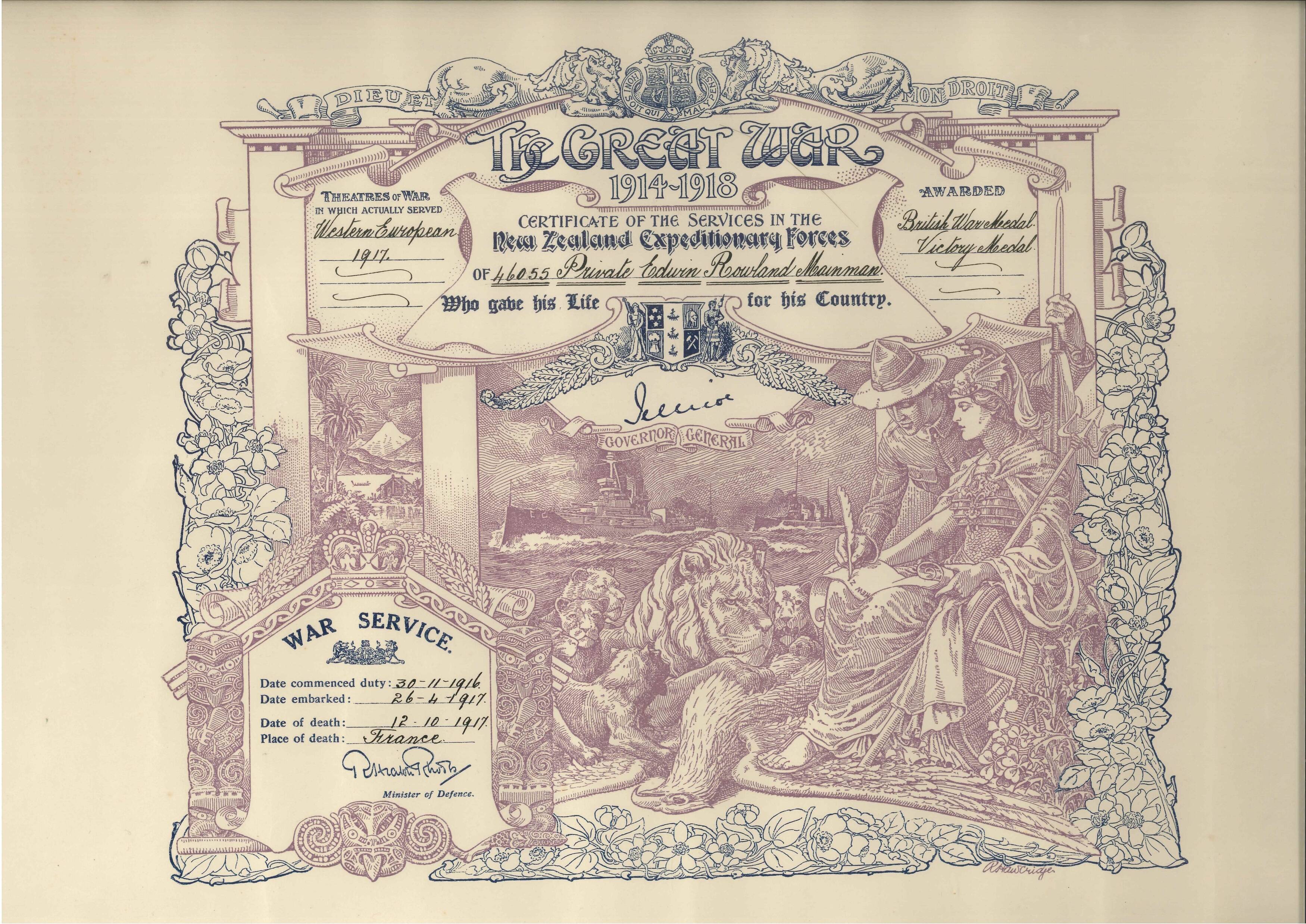 Edwin Rowland Mainman - Online Cenotaph - Auckland War Memorial Museum