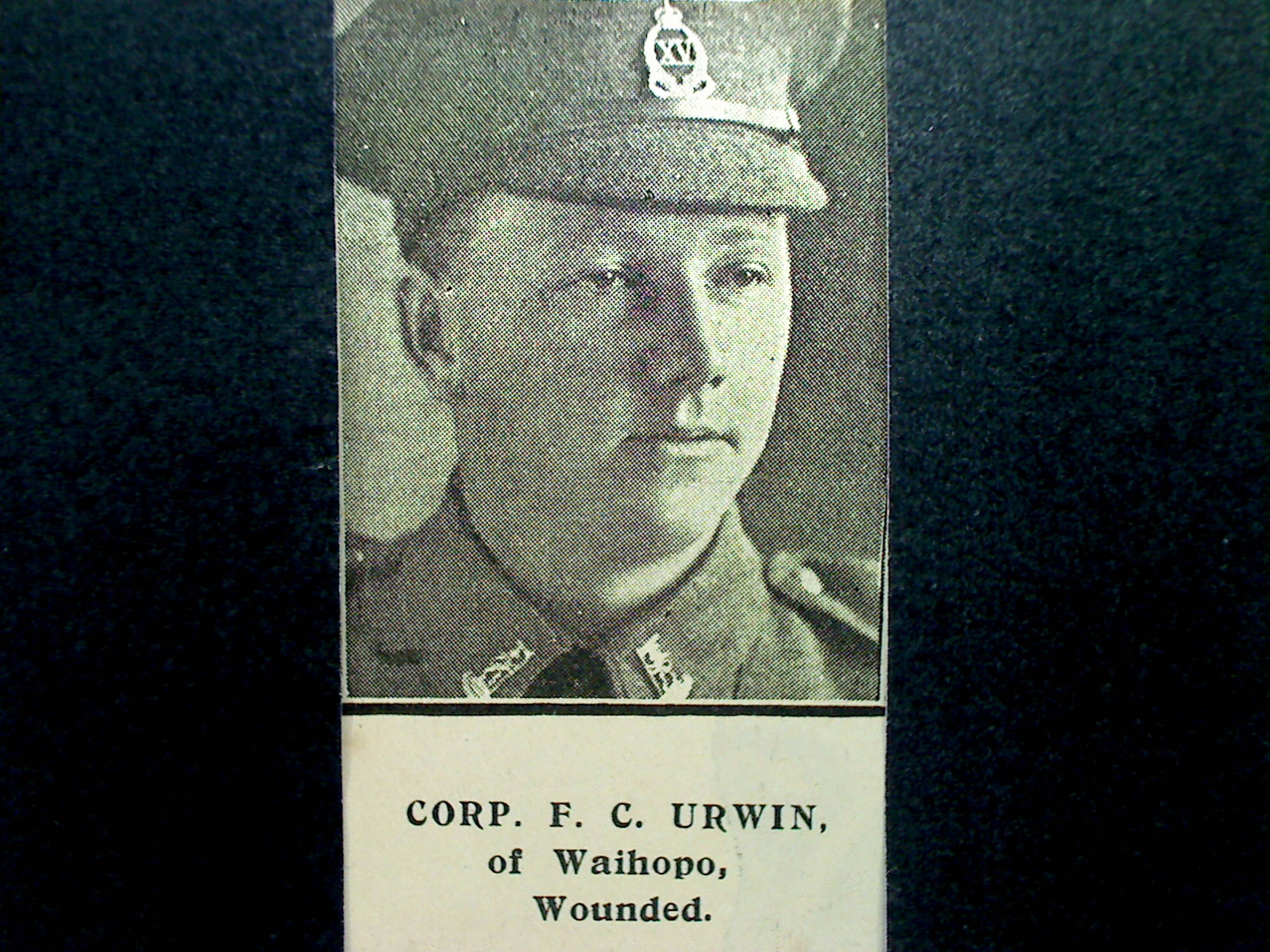 Frederick Charles Urwin - Online Cenotaph - Auckland War Memorial Museum