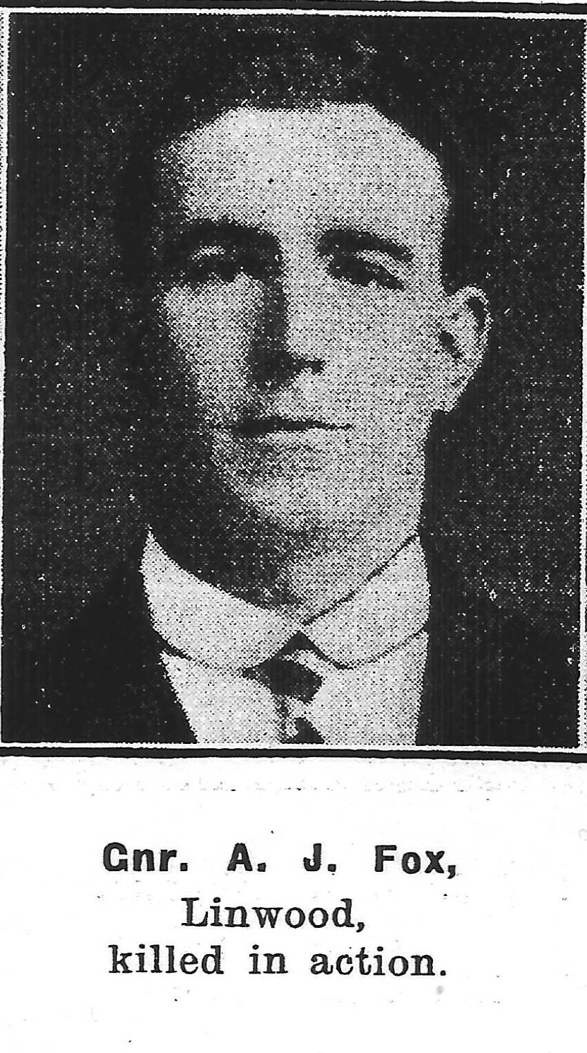 Alfred John Fox - Online Cenotaph - Auckland War Memorial Museum