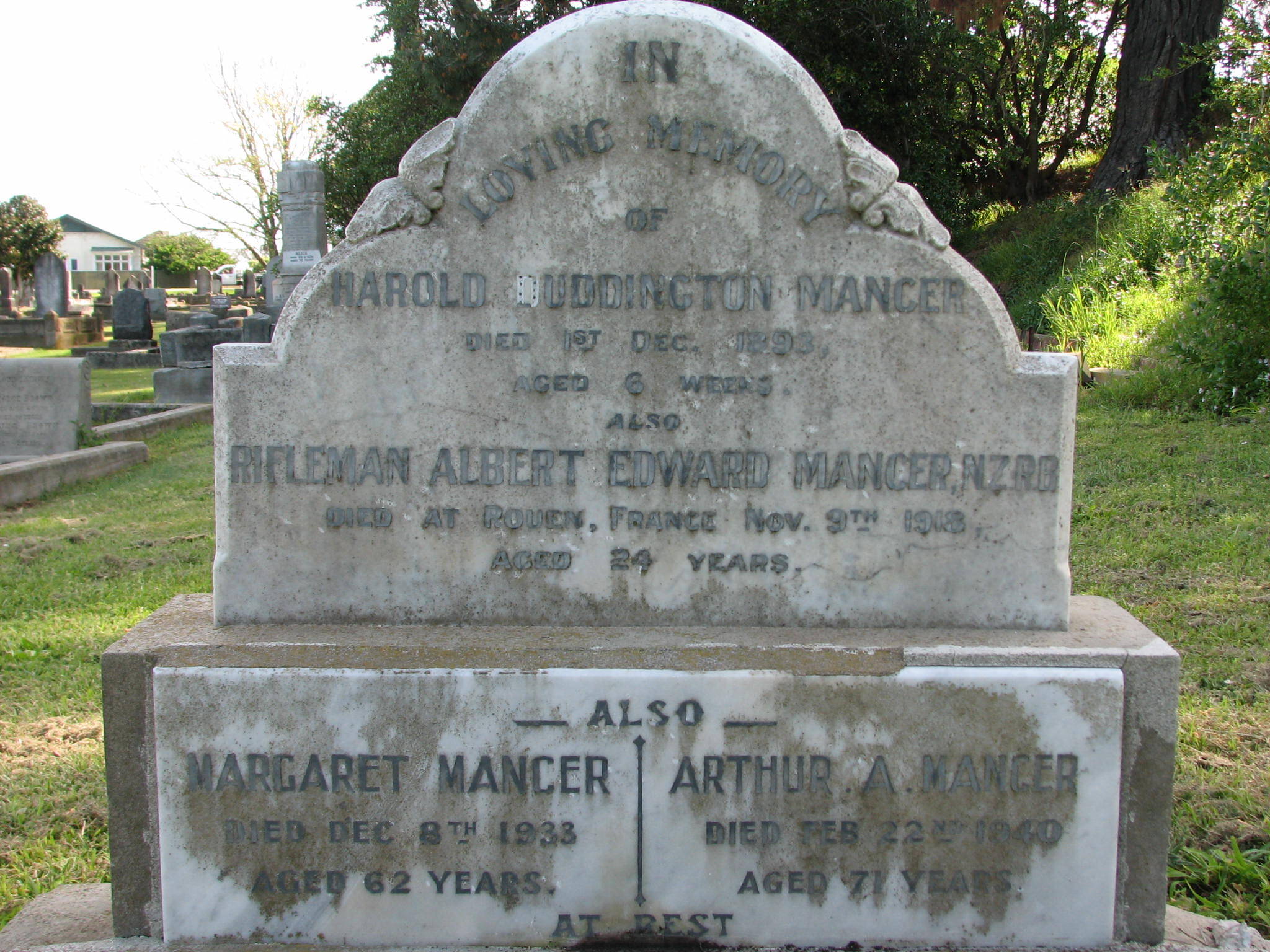 Albert Edward Mancer - Online Cenotaph - Auckland War Memorial Museum