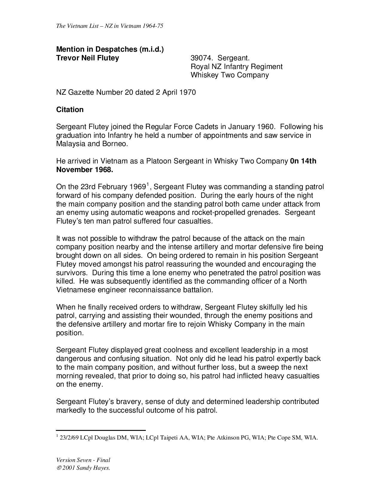 Trevor Neil Flutey - Online Cenotaph - Auckland War Memorial Museum