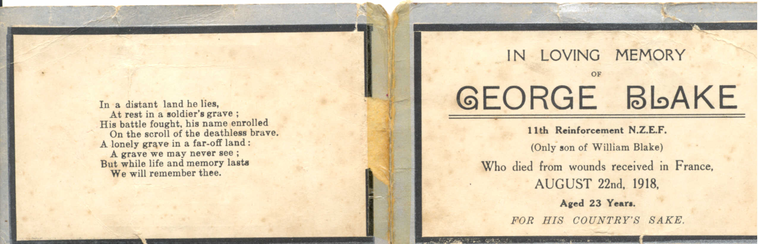 George Blake - Online Cenotaph - Auckland War Memorial Museum