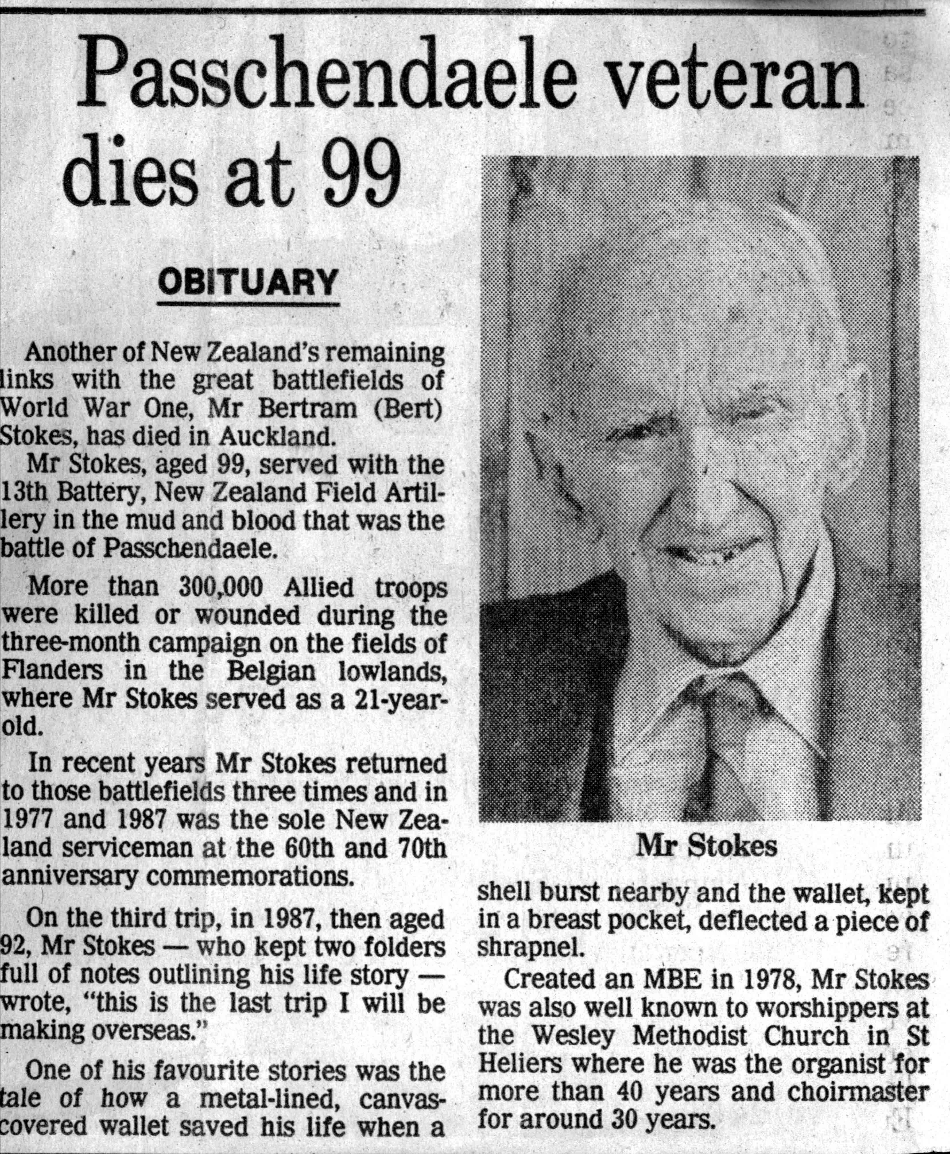 Bertram Oliver Stokes - Online Cenotaph - Auckland War Memorial Museum