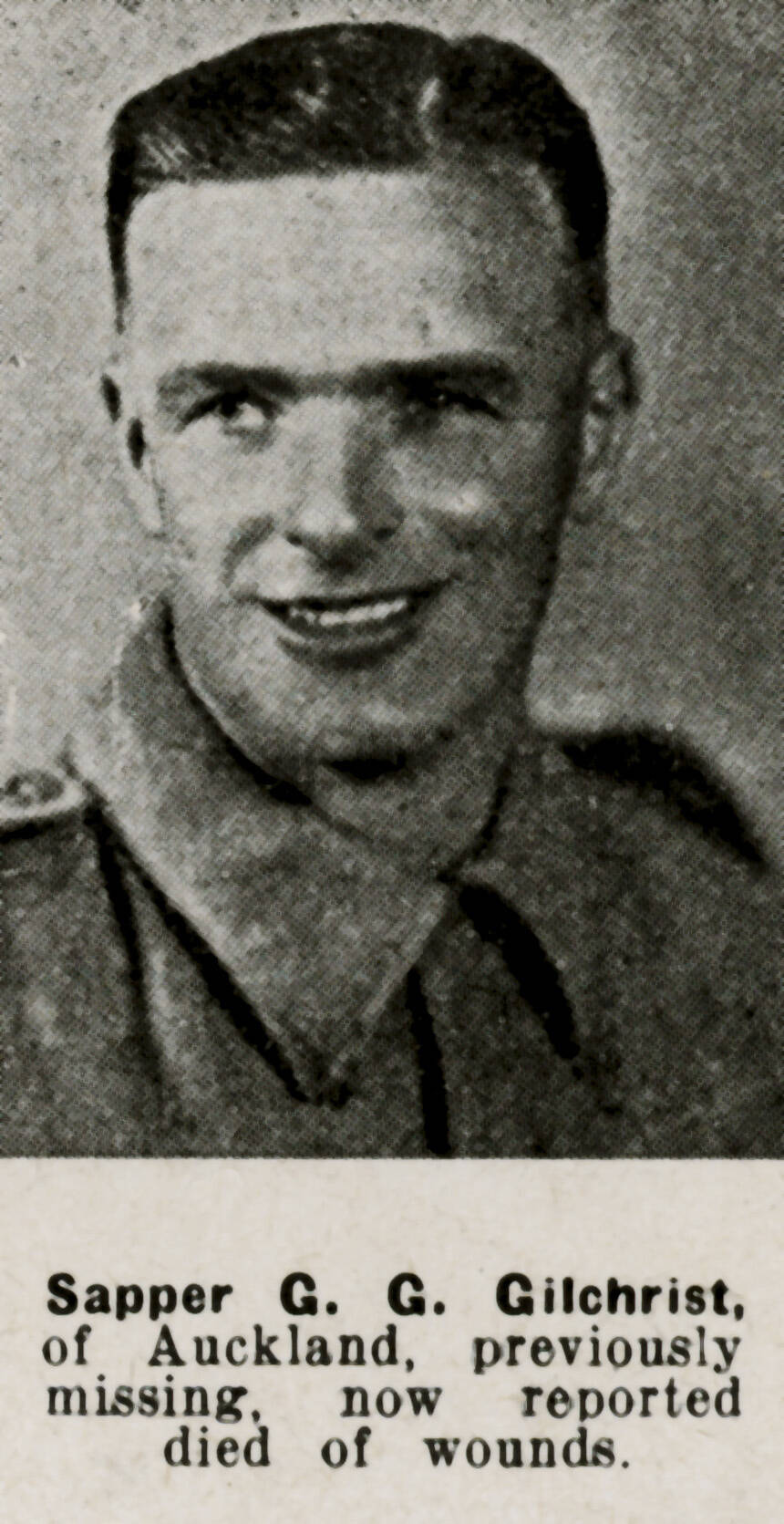 Gordon George Gilchrist - Online Cenotaph - Auckland War Memorial Museum