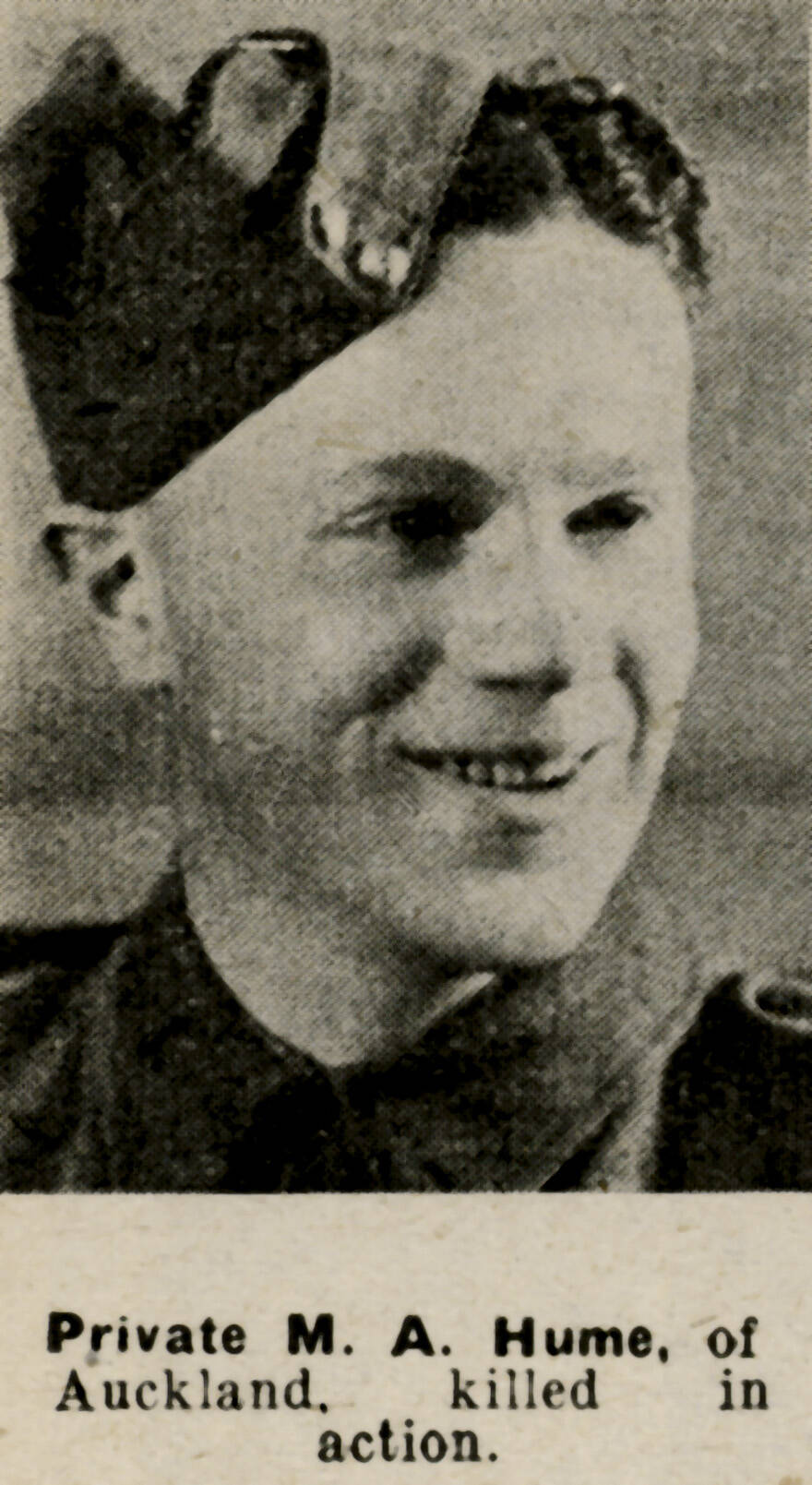 Mowbray Alan Hume - Online Cenotaph - Auckland War Memorial Museum