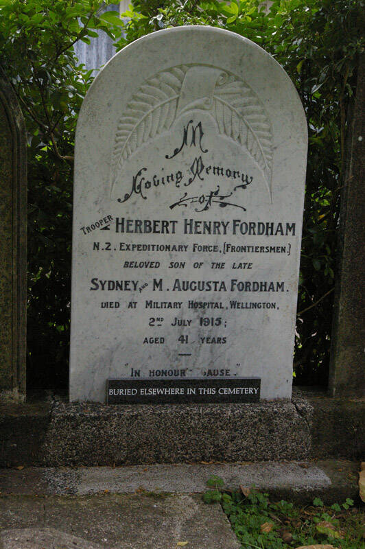 Herbert Henry Fordham - Online Cenotaph - Auckland War Memorial Museum