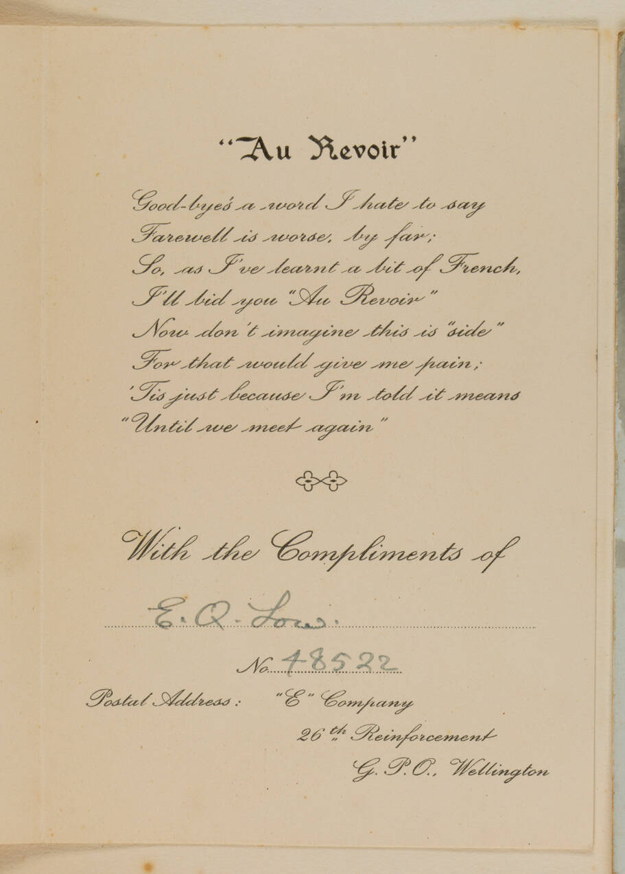 Edward Quentin Low - Online Cenotaph - Auckland War Memorial Museum