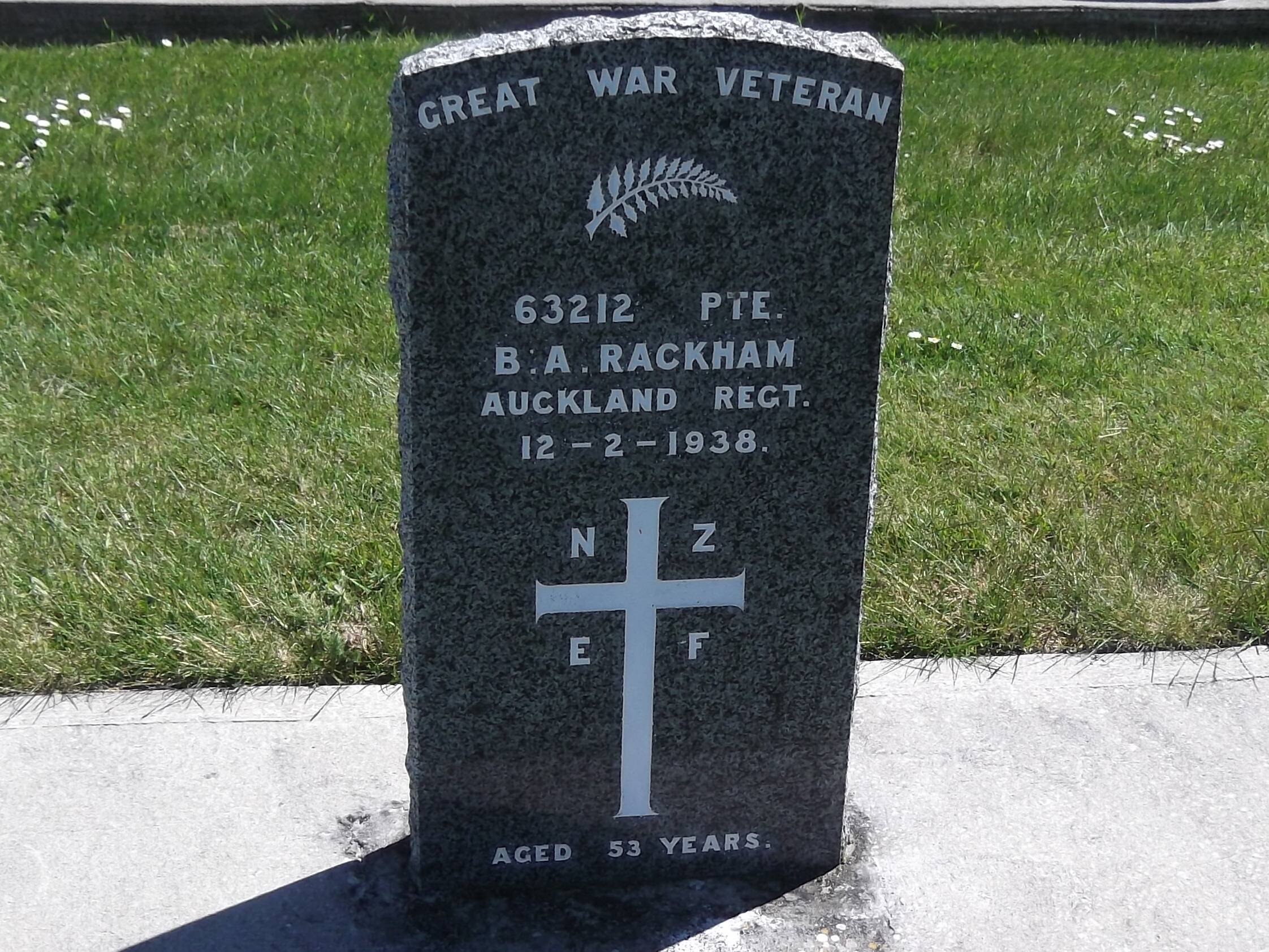 Benjamin Albert Rackham - Online Cenotaph - Auckland War Memorial Museum